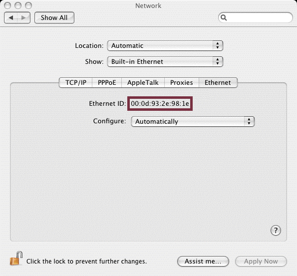 How can I find the MAC address on my Apple Mac OS?