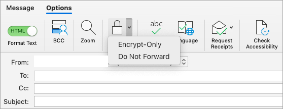 How do I send an encrypted email using Outlook?
