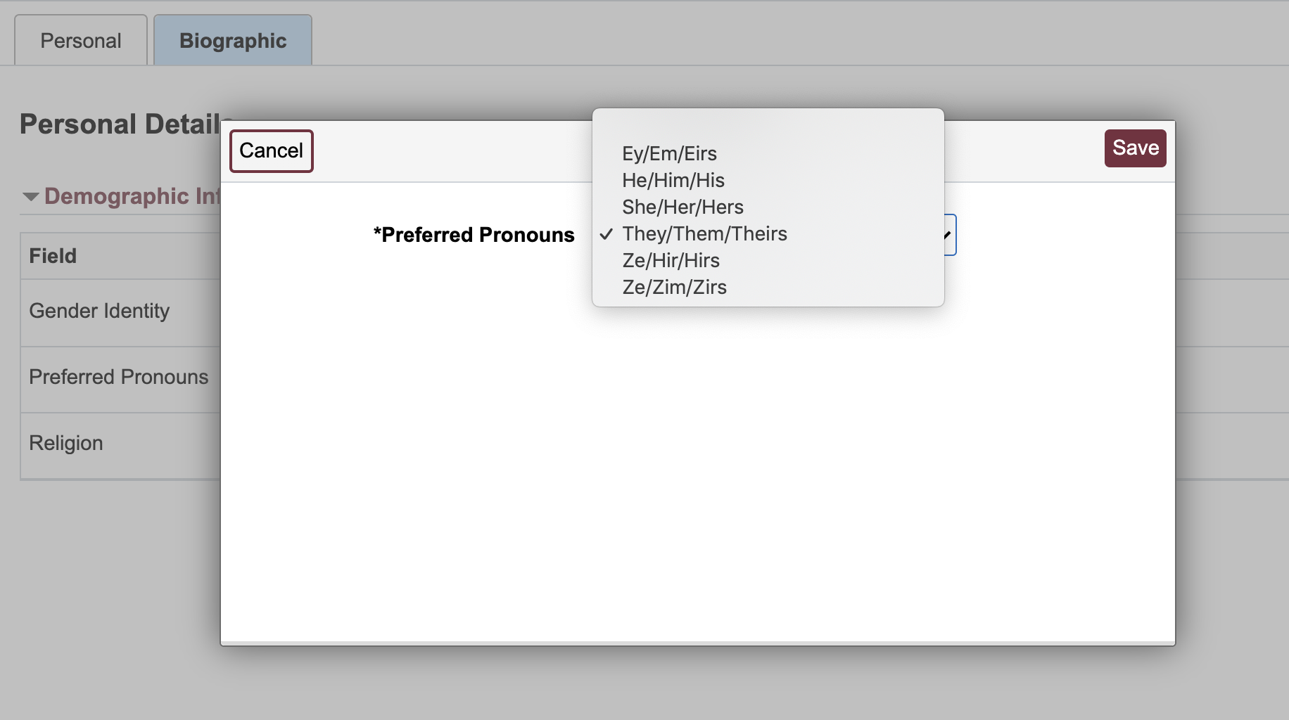 How do I update my preferred name, gender identity and pronouns?
