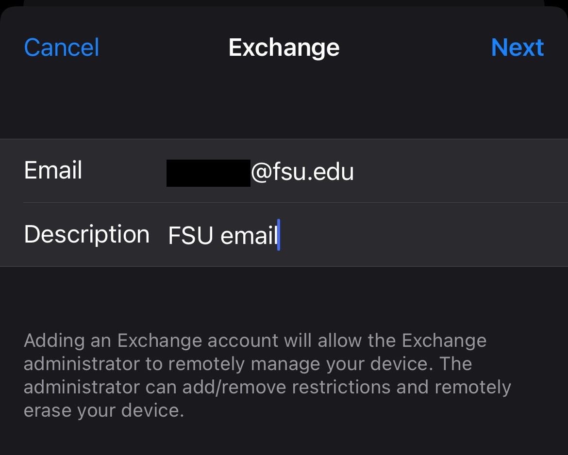 How do I set up my FSU email on my iOS device?