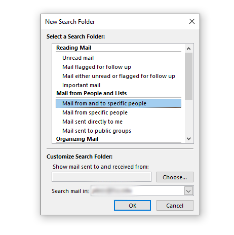 How do I use search folders in Outlook?
