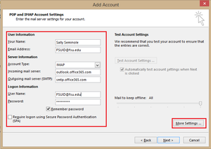 How do I set up my official FSU email in Outlook for Office 365?
