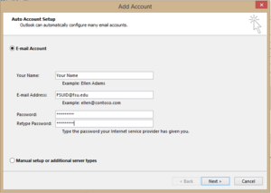 How do I set up my official FSU email in Outlook for Office 365?