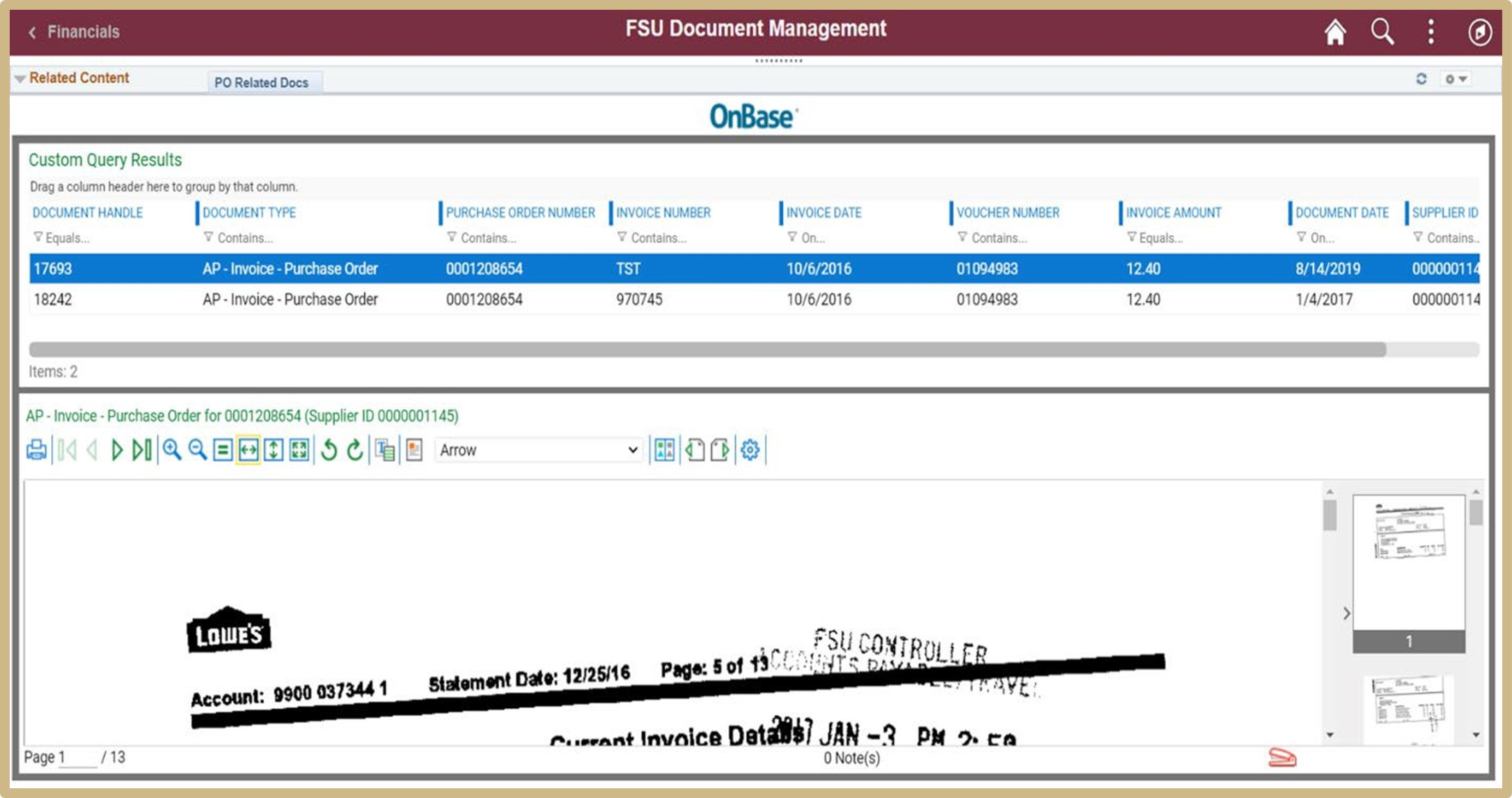 OnBase - How do I use the Related Content Screen for Document Management?