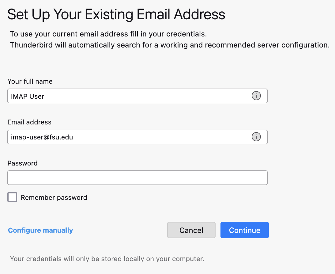How do I set up my FSU email in Thunderbird (version 78.x and above)?