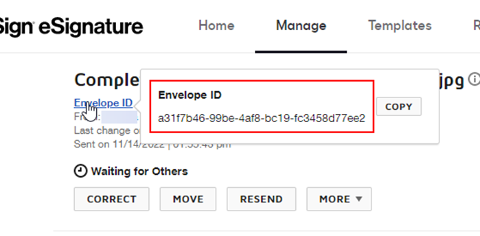 How do I find a DocuSign Envelope ID?