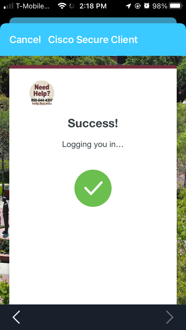 How do I sign into the Cisco AnyConnect VPN client on my mobile device?
