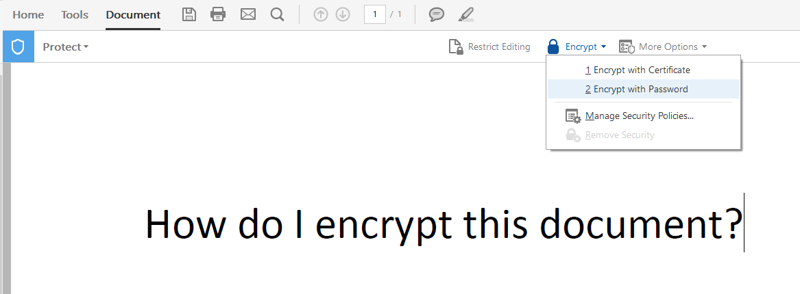 How do I encrypt an Adobe .pdf file?
